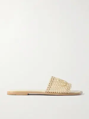 Chloé Flower Crocheted Slides - Neutrals