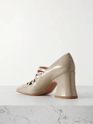 Chloé Janis Buckled Patent-leather Mary Jane Pumps - Neutrals