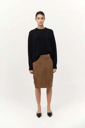 ST. AGNI Cashmere Crew Neck Sweater With Ribbed Detailing - Black