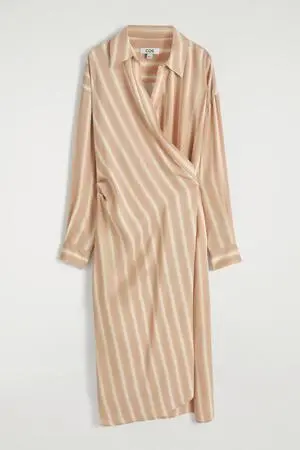 Cos Wrap Midi Shirt Dress - Pink
