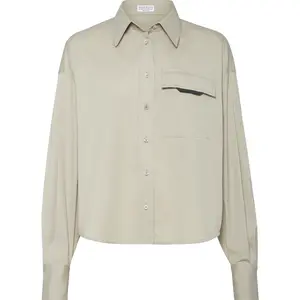 Brunello Cucinelli Stretch Poplin Shirt - Cool Beige