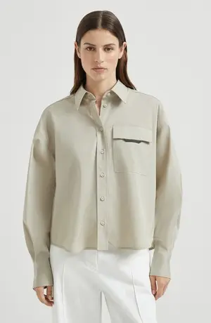 Brunello Cucinelli Stretch Poplin Shirt - Cool Beige