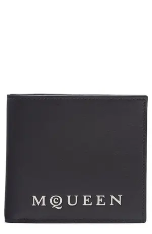 Alexander McQueen Logo Leather Bifold Wallet - Black/ Bone