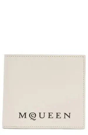 Alexander McQueen Logo Leather Bifold Wallet Bone/ Black