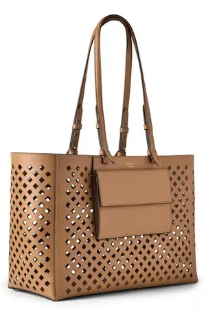 Mulberry Perforated Leather Tote - Toffee