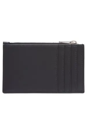 Alexander McQueen Logo Leather Zip Card Case - Black/ Bone/ Silver