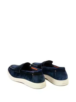 Santoni Suede Penny Loafers - Blue