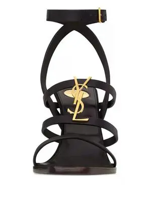 Saint Laurent 90mm Cassandra Strappy Wedge Sandals