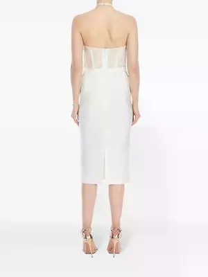 Herve Leger Halterneck Fringe Midi Dress