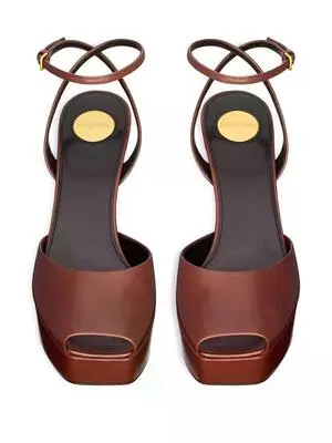 Saint Laurent 85mm La Scandale Platform Sandals - Brown