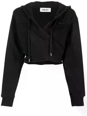AMBUSH Embroidered Logo Cropped Hoodie - Black