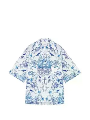 Alexander McQueen Floral-print Short-sleeve Shirt - Blue