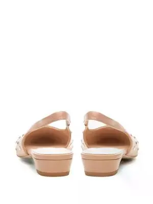 POCHE PARIS Stud-embellished Slingback Pumps - Neutrals