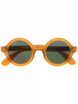 LESCA Round Frame Sunglasses - Brown