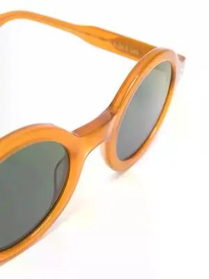 LESCA Round Frame Sunglasses - Brown