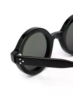 LESCA Phil Round Frame Sunglasses - Black