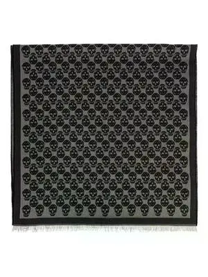 Alexander McQueen Skull-patterned Fringed Scarf - Black