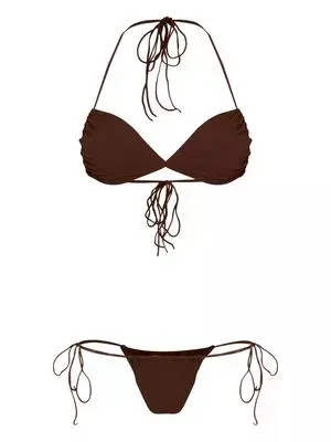 AMIR SLAMA Triangle Tie-fastening Bikini Set - Brown