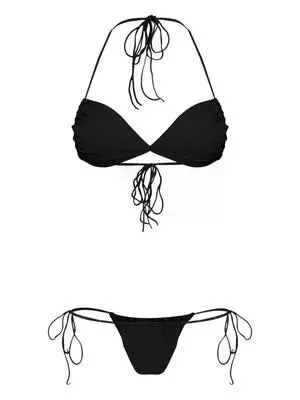 AMIR SLAMA Triangle Tie-fastening Bikini Set - Black