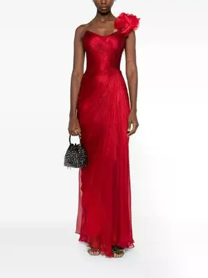 IRIS SERBAN Haziel Rose-embellished Silk Dress