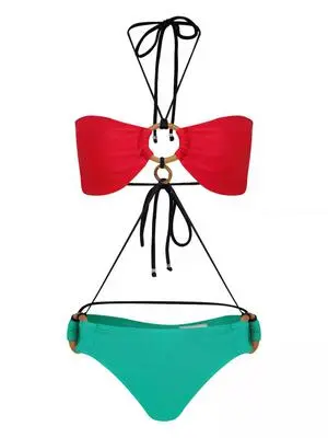 AMIR SLAMA Ring-detail Halterneck Bikini Set - Red