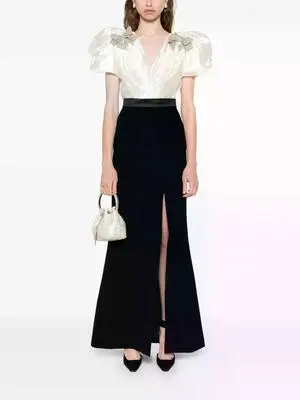 SILK LOVE & LACE Embellished Puff-sleeve Dress