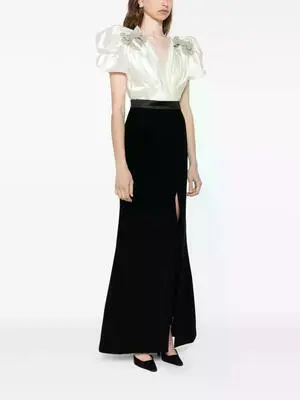 SILK LOVE & LACE Embellished Puff-sleeve Dress