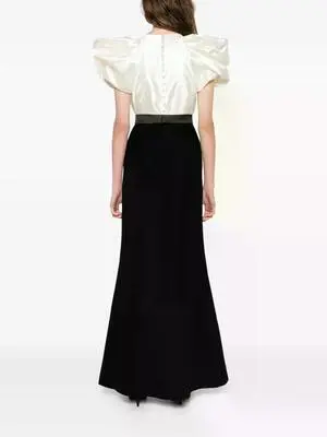 SILK LOVE & LACE Embellished Puff-sleeve Dress