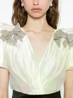 SILK LOVE & LACE Embellished Puff-sleeve Dress