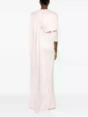 SILK LOVE & LACE Bow-embellished Cape Dress - Pink