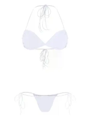 AMIR SLAMA Tie-fastening Triangle Bikini Set - White