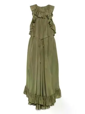 Zimmermann Cascadian Ruffle-trim Midi Dress - Green