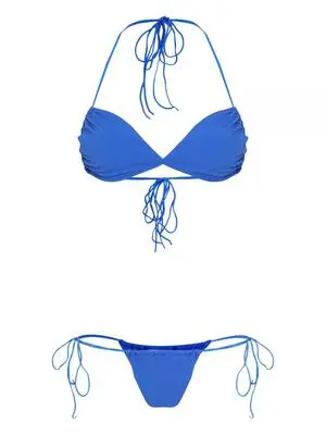 AMIR SLAMA Tie-fastening Bikini Set - Blue