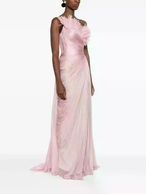 IRIS SERBAN Elemiah Feather-trim Gown