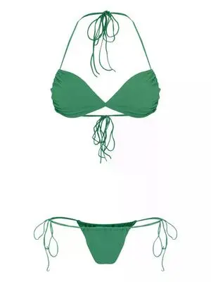 AMIR SLAMA Triangle Tie-fastening Bikini Set - Green