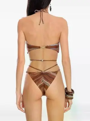 AMIR SLAMA Ring-detail Striped Bikini Set