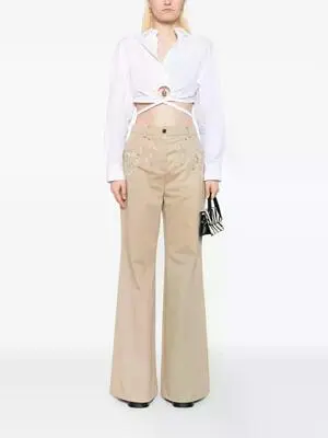 Elie Saab Embroidered Gabardine Pants