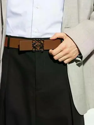 Loewe Anagram Buckle Leather Belt - Black
