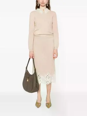 Fabiana Filippi Pencil Skirt With Lace Trim