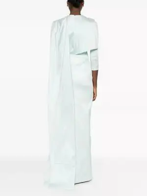 SILK LOVE & LACE Bow-embellished Cape Dress - Blue