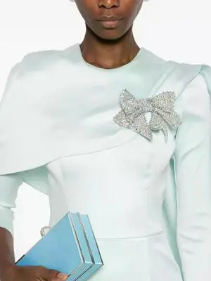 SILK LOVE & LACE Bow-embellished Cape Dress - Blue