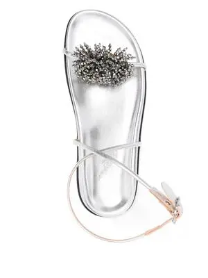 ANCIENT GREEK SANDALS Bead-embellished Ankle-strap Sandals