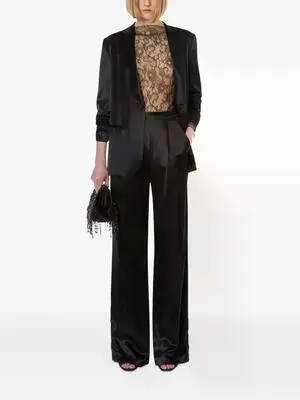 Alberta Ferretti Satin High-waisted Trousers - Black