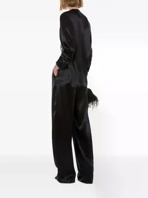 Alberta Ferretti Satin High-waisted Trousers - Black