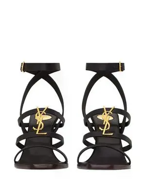 Saint Laurent 90mm Cassandra Strappy Wedge Sandals
