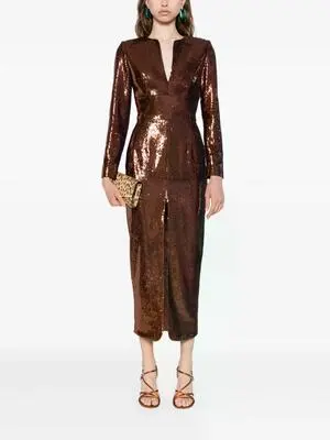 SILK LOVE & LACE Ivona Sequined Dress - Brown