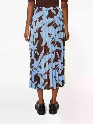 Marc O'polo Abstract-print Pleated Midi Skirt - Blue