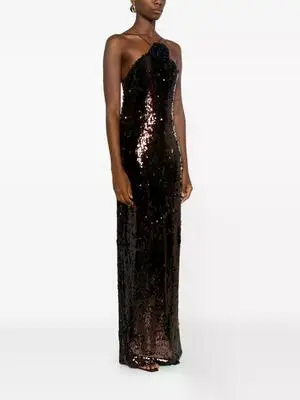 Magda Butrym Halterneck Sequinned Gown - Brown