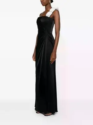 SILK LOVE & LACE Sara One-shoulder Dress - Black