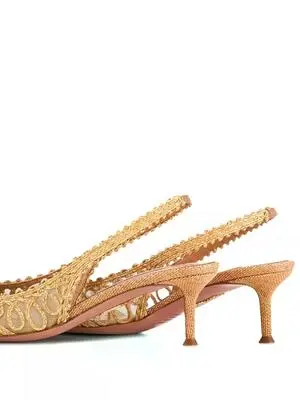 AQUAZZURA 50mm Khalo Woven Slingback Pumps